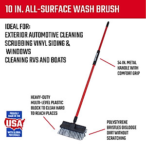 CRAFTSMAN CMXMKIT0080 3-Piece Heavy Duty Cleaning Tool Set with 10 in.All-Surface Wash,12 in. Scrubbing Deck Brush & 18 in. Push Broom, Brown