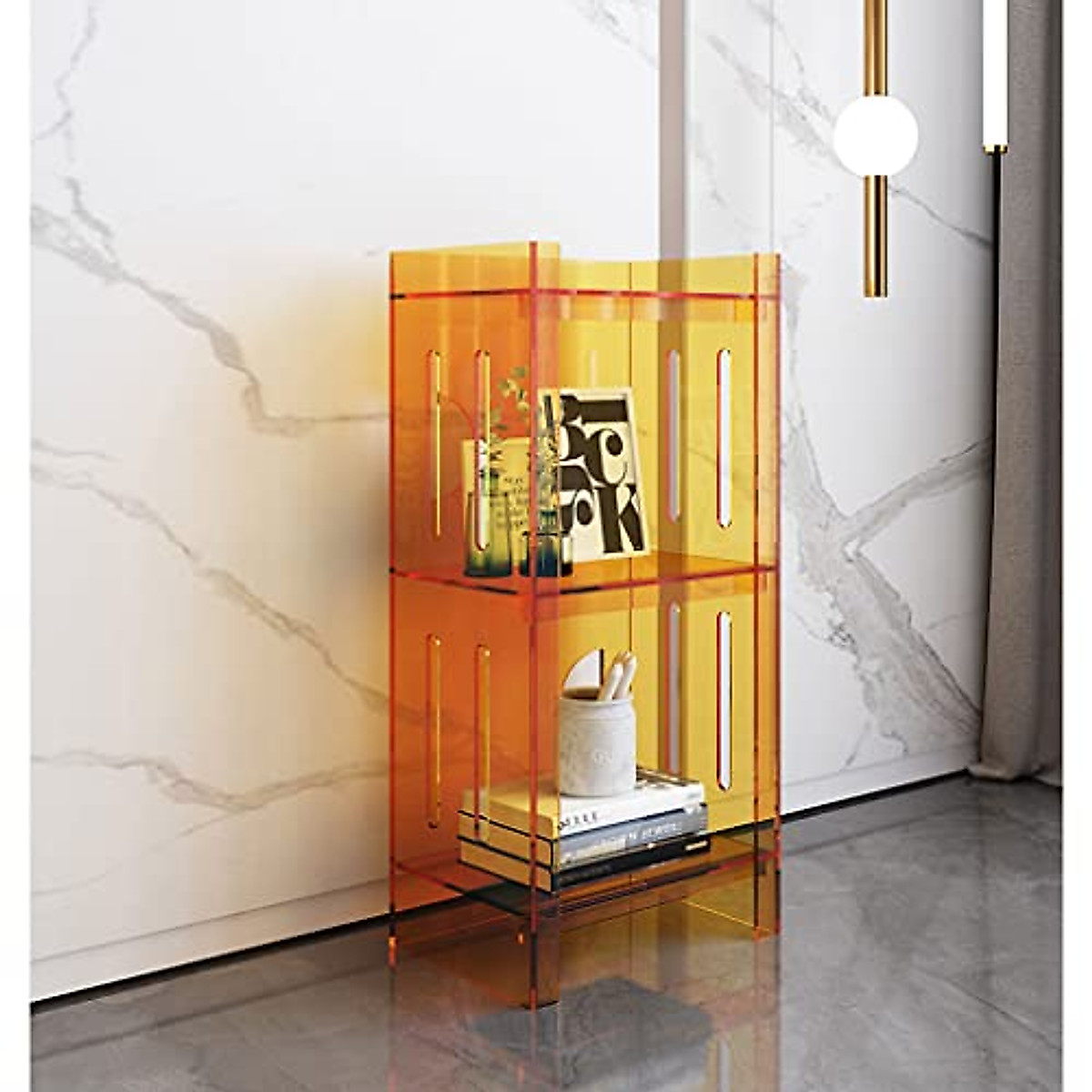 Librero Estantería Clear Acrylic Narrow Bookcase 2 Tier/3 Tier/4 Tier Skinny Open Bookshelf Modern Display Storage Organizer for Living Room Organizer Decor