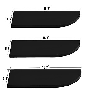 WELLAND Floating Corner Shelves Wall Mounted Display Shelf Set of 3 for Bathroom, Bedroom, Living Room, Kitchen, Office and More(Black)