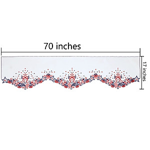 Simhomsen Embroidered Patriotic Mantel Shelf Top Scarf Runner for July 4th, American Independence Day and Memorial Day (70 × 17 inches)