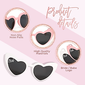 Effortless Events 8-Pack Bride Sunglasses, Bridesmaid Sunglasses, White & Pink