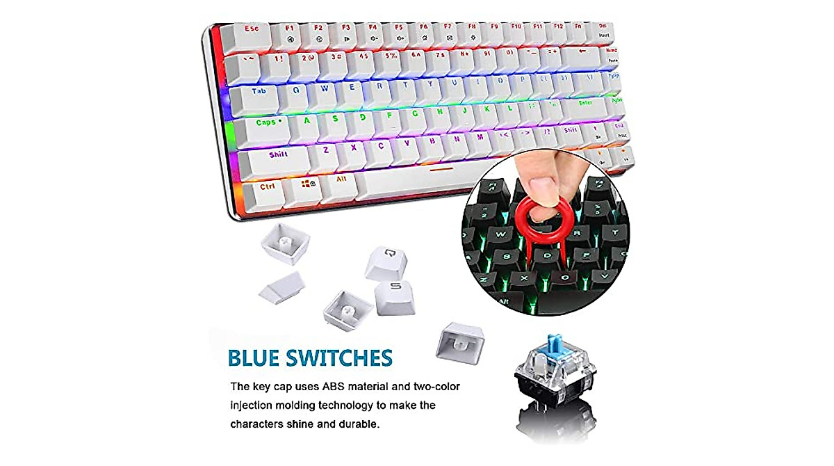FELICON Mechanical Keyboard, AK33 Rainbow LED Backlit USB Cable Gaming ...