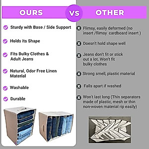 Jacarandas Oversize Wardrobe Clothes Organizer, Clothes Organizer for Folded Clothes, Jeans Organizer, Pants Organizer, Stackable, 7 Grids, Beige