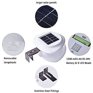 iSunMoon 6 Pack Upgraded Version Gutter Solar Lights Outdoor 9 LED Gutter Lights Solar Powered for Fence Roof Gutter Garden Yard Wall Lamp