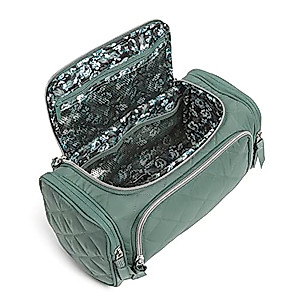 Vera Bradley Women's Performance Twill Large Travel Cosmetic Makeup Organizer Bag, Olive Leaf, One Size