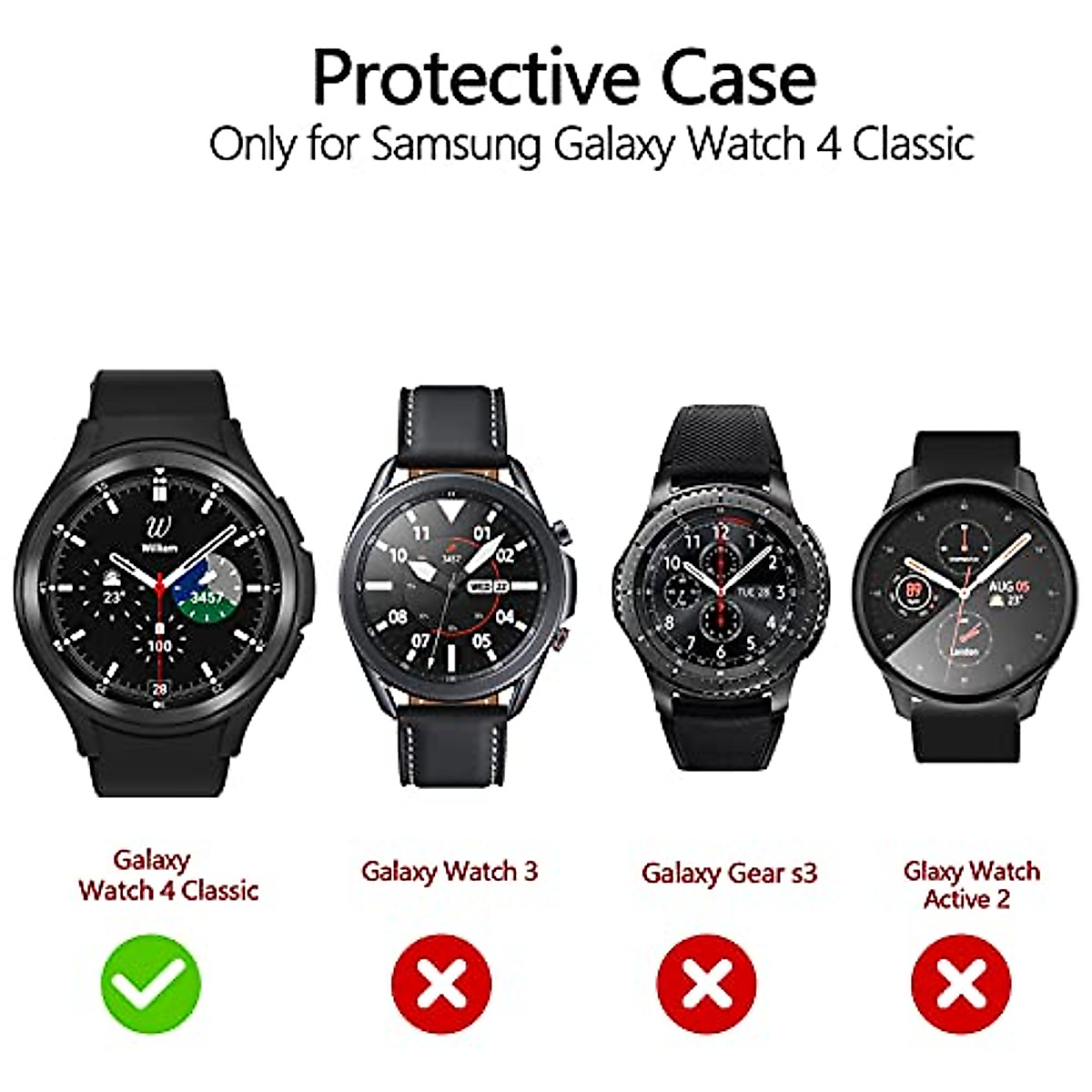 [4+4 Pack] BHARVEST for Samsung Galaxy Watch 4 Classic 46mm Screen Protector and Case, 4 Packs Flexible TPU Frame Cover with 4 Sets Tempered Glass Protective Film for Galaxy Watch 4 Classic 46mm