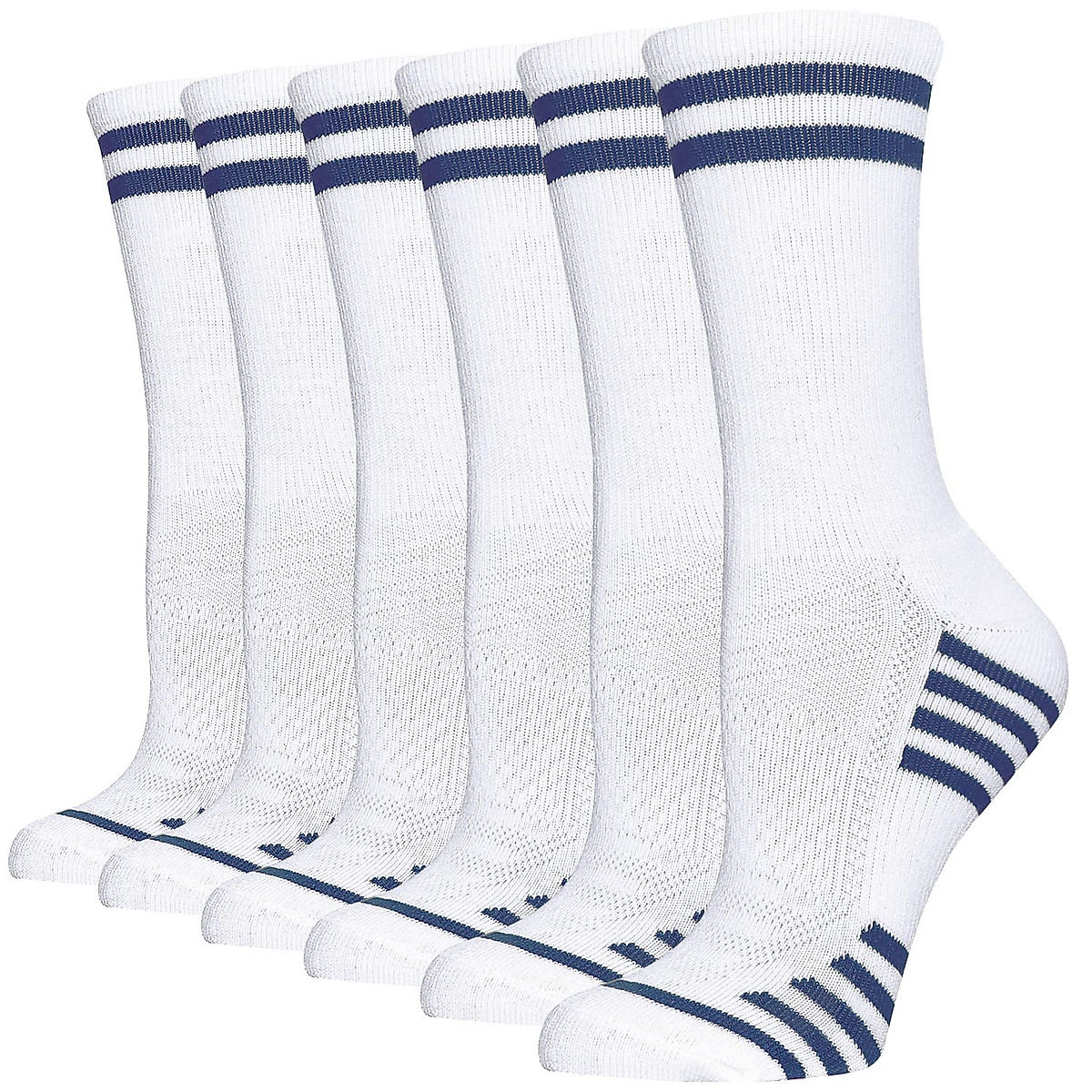 FUNDENCY Women's Athletic Crew Socks 6 Pack, Running Breathable Cushion Socks with Arch Support
