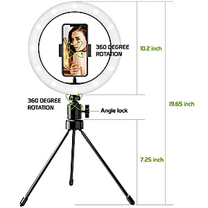 Bright Selfie Ring Tri-Color Light Compatible with Your Samsung Godiva 10 Inch with Remote for Live Stream/Makeup/YouTube/TikTok/Video/Filming (Dimmable/Adjustable)