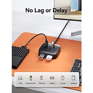 USB Hub, USB 3.0 Hub with 4 USB A Port 5Gbps, 1.8ft Extension Cable, Micro Charging Port, USB Splitter USB Expander for Laptop, HDD, Flash Drive, Macbook, XPS, PS5, TV, PC, Switch More [Universal]