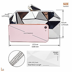 Emprier Womens Geometric Metal Evening Clutch Purse Fashion Small Evening Shoulder Bags Box Clutch Bags