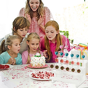 WUWEOT Cake Pop Stand Riser, 22 Holes Wooden Lollipop Holder, 4 Tier White Candy Sucker Display Shelf for Dessert Table of Wedding, Shower, Birthday Party