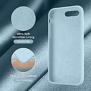 Cordking Designed for iPhone 8 Plus Case, Designed for iPhone 7 Plus Case, Silicone Ultra Slim Shockproof Phone Case with [Soft Anti-Scratch Microfiber Lining], 5.5 inch, Sky Blue