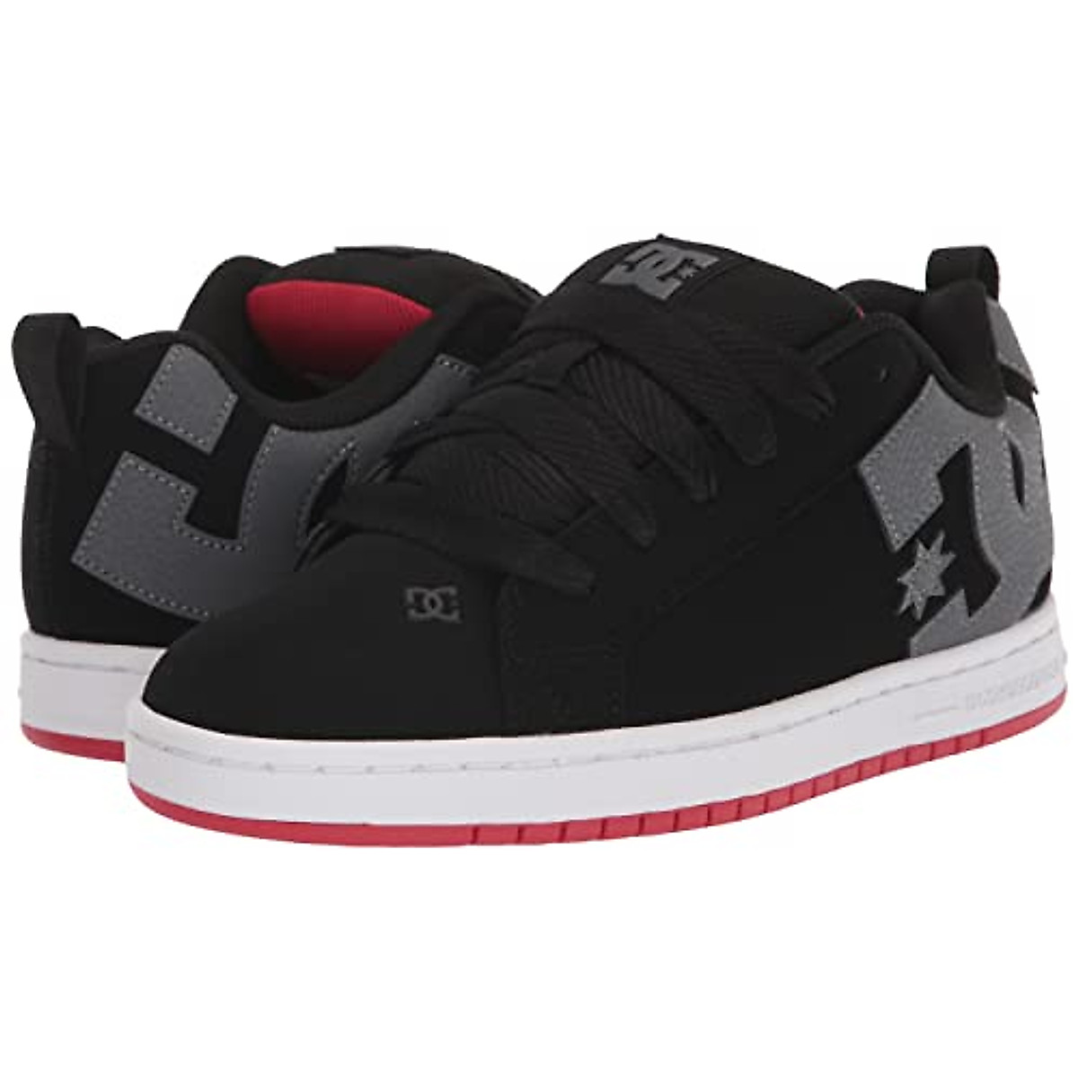 DC Shoes Men's Court Graffik Casual Low Top Skate Shoe Sneaker, Black/Grey/RED, 11