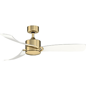 Fanimation SculptAire 52 inch Indoor/Outdoor Ceiling Fan with Clear Blade Set and LED Light Kit, Brushed Satin Brass