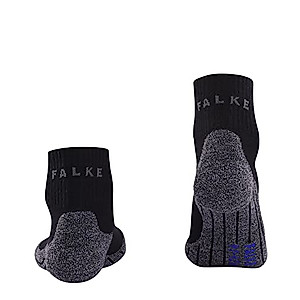 FALKE Women's TK2 Explore Cool Short Hiking Socks, Quarter, Medium Padding, Breathable Quick Dry, Cooling, Lyocell, Black (Black-Mix 3010), 9.5-10.5, 1 Pair