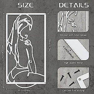 3 Pcs Modern Minimalist Wall Decor Abstract Line Art Wall Decor Art Print Decor Line Drawing Metal Wall Art for Living Room Bedroom Wall (White)