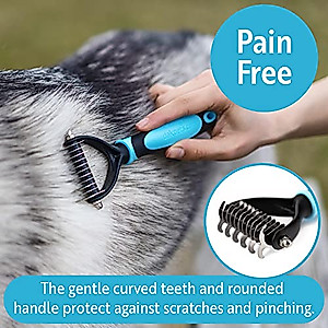 DakPets Cat & Dog Grooming Tool | All-In-One Metal Undercoat Rake, Dematting Tool, Detangling Comb, Fur Shedding Blade, Pet Hair Remover, and Grooming Brush | For Medium to Long-Haired Dogs and Cats