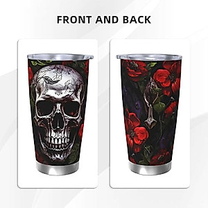 quopvn Halloween Skull Print 20oz Car Cup Ps Material Lid, Perfect For Hot & Cold Drinks