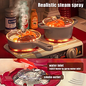 TEMI Pink Kitchen Playset for Kids Ages 4-8 - Toddler Toys for Indoor & Outdoor Play, Kitchen Set for Girls & Boys