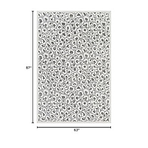 Mark&Day Animal Print Rugs, 5x7 Vossen Modern Indoor Outdoor Cheetah Leopard Cream Area Rug, Non Shedding White Blue Black Carpet for Patio, Porch, Deck, Living Room, Bedroom or Kitchen (5'3" x 7'3")