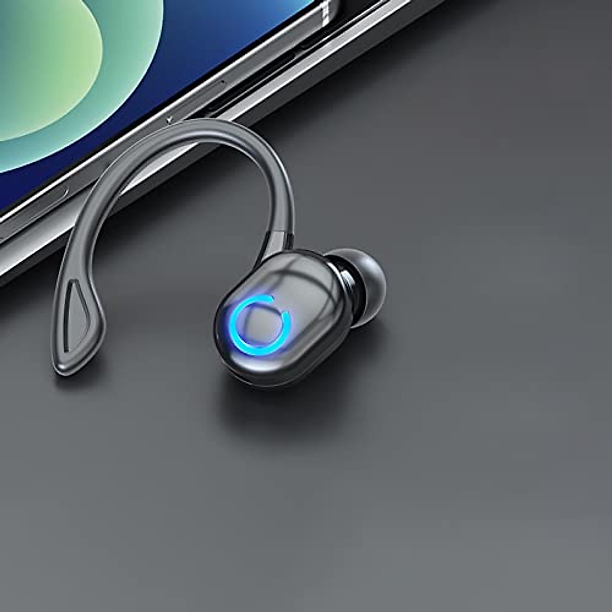 Single Ear Bluetooth Headset Earhook Wireless Bluetooth 5.2 Ultralight Business Headset with Microphone Suitable for Driving Business Office