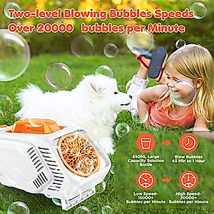 OSIMILY Bubble Machine, Automatic Bubble Blower, 20000+ Bubbles Per Minute Bubbles Toy for Toddlers Battery Operated Bubble Machine Bubble Toys for Indoor Outdoor Birthday Party(White)