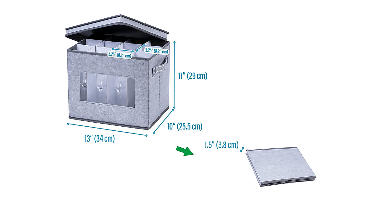 VENO Champagne Flutes Storage Box With Lid and Handles for Stemware ...