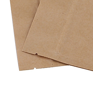 100PCS Brown Kraft Stand-Up Side Gusset Zip Top Lock Bags w/Window 12x22+6cm (4.7x8.6+2.3")
