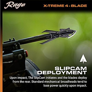 Rage Extreme 4 Blade Arrow Archery Broadhead, 100 Grain - 2 Pack