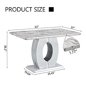 gopop Bar Height Dining Table,Marble Dining Table for 6,1.77-inch Thick Marbleized Textured Tabletop with High-Gloss MDF Base,Counter Height Dining Table Ideal for Pub Bar Gatherings at Home