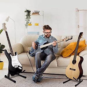 Clef Audio Labs Foldable Guitar Stand - Professional Quality, A-Frame, Universal Fit, Portable Stand for Acoustic, Electric Guitar, Bass, and More - Lightweight and Sturdy Design, Non-Slip Rubber Feet
