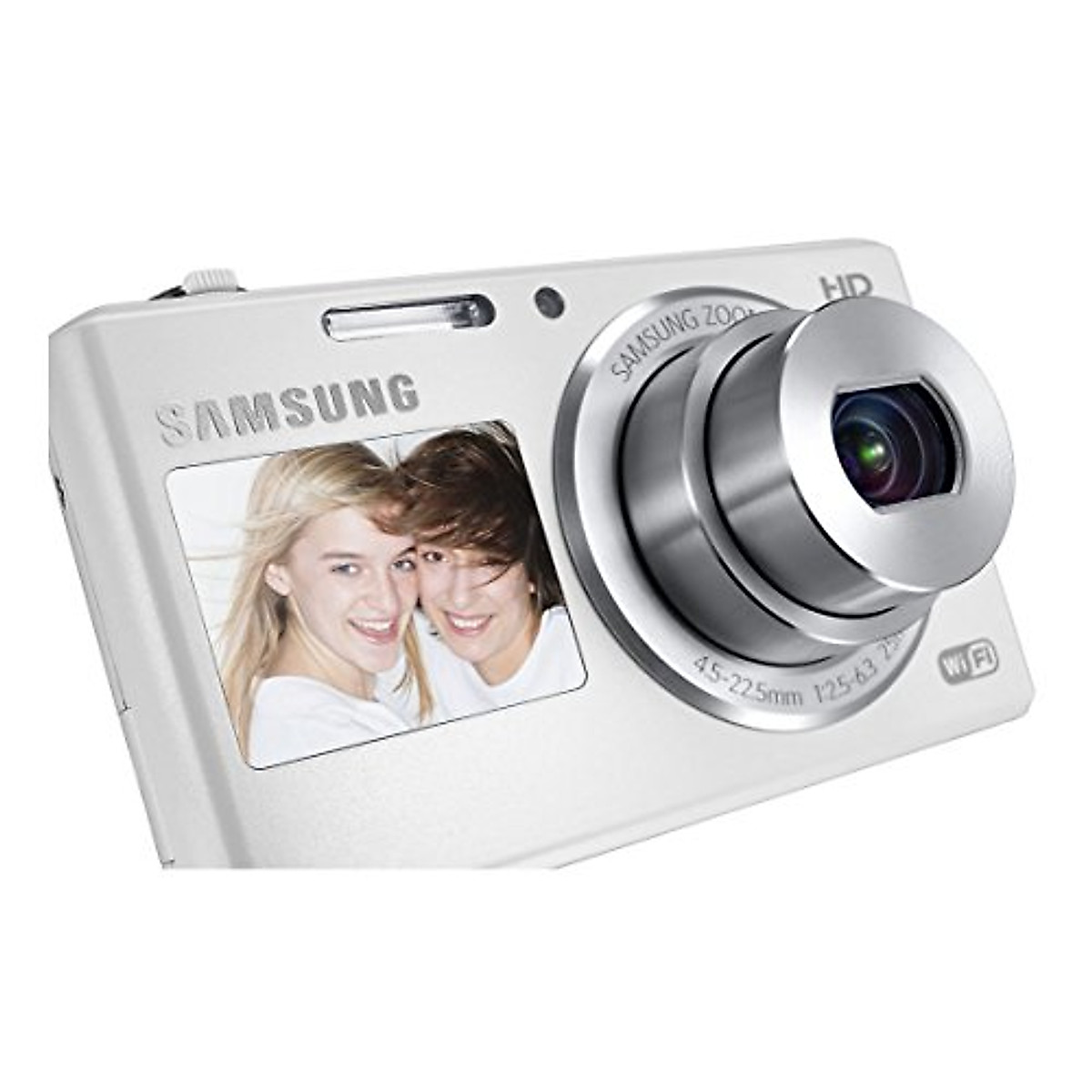 Samsung DV150F 16.2MP Smart WiFi Digital Camera with 5x Optical Zoom and 2.7" main and 1.48" front Dual LCD Screens (White)