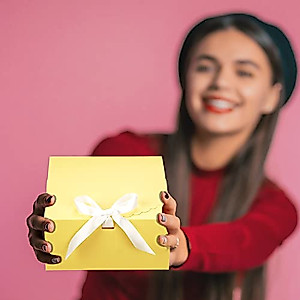 WholeMy Yellow Gift Boxes 10 Pack 8x8x4 Inch, Gift Boxes with Lids for Presents, Yellow Gift Box for Party Favors Wedding Birthdays Baby Shower Valentine's Day