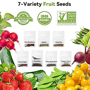 inbloom Fruit Seed Pod Kits for AeroGarden, Ahopegarden Hydroponics Garden, 12-Pods, 350+ Seeds Included Wild Strawberry, Radish, Dwarf Pea, Green Pepper, Cucumber, Ruby Queen Beet, Golden Tomato