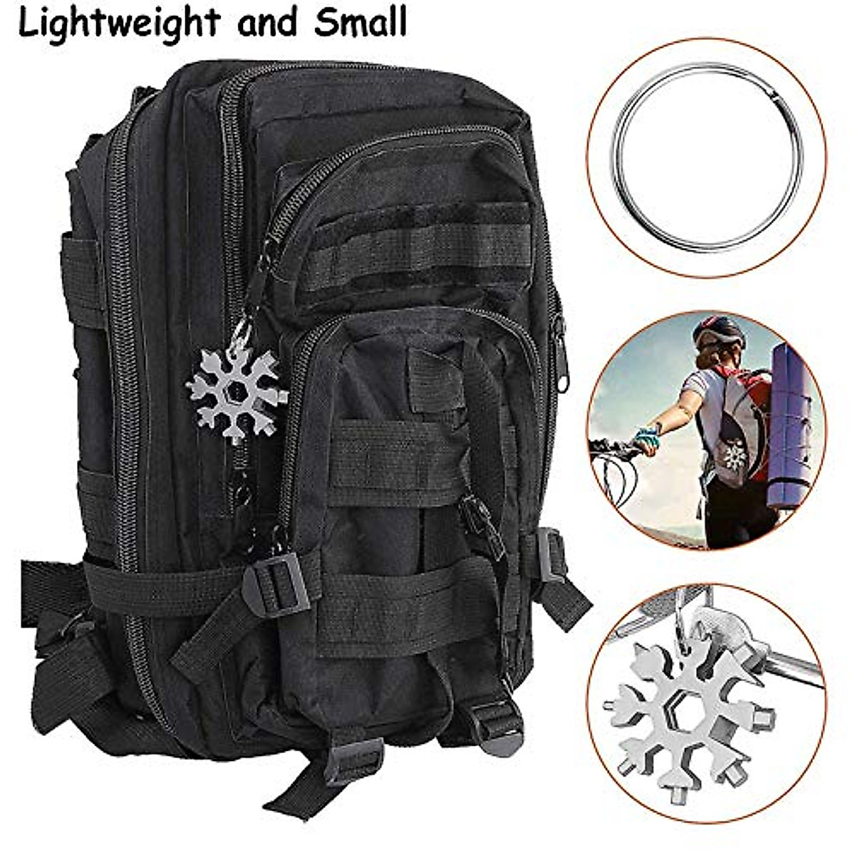 Stocking Stuffers for Men, 18-in-1 Snowflake Multi Tool, Portable Stainless Steel Snowflake Bottle Opener/Flat Phillips Screwdriver Kit/Wrench Tool snowflake tool card, Christmas Gift for Men Dad