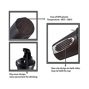 GAISHION Shaker Bottle Protein Shakes and 16-Ounce/400ML Shaker Bottle with Whisk Balls,Free of BPA plastic (Black+Yellow(2PCS))