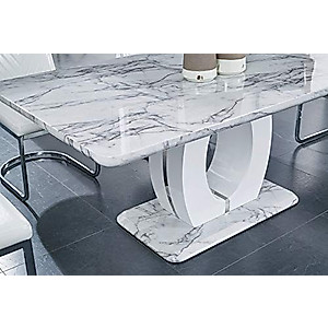 Global Furniture USA Global Furniture Faux Marble Pedestal Base Dining Table, BR