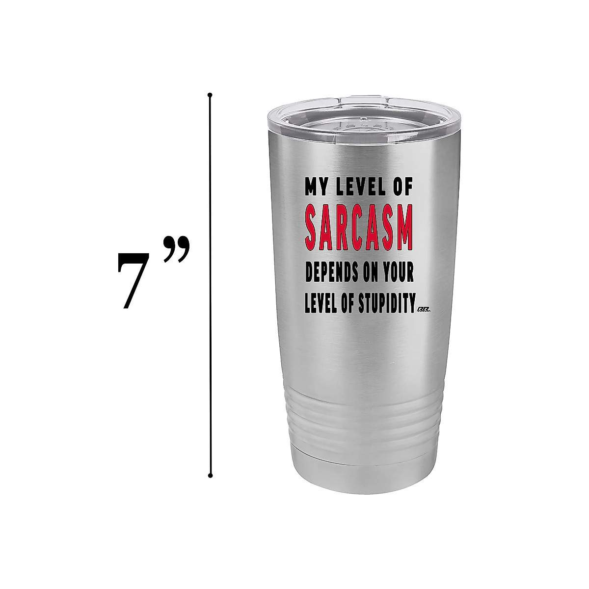 Rogue River Tactical Funny Sarcastic Office Work 20 Oz. Travel Tumbler Mug Cup w/Lid Vacuum Insulated Hot or Cold Level of Sarcasm (Silver)