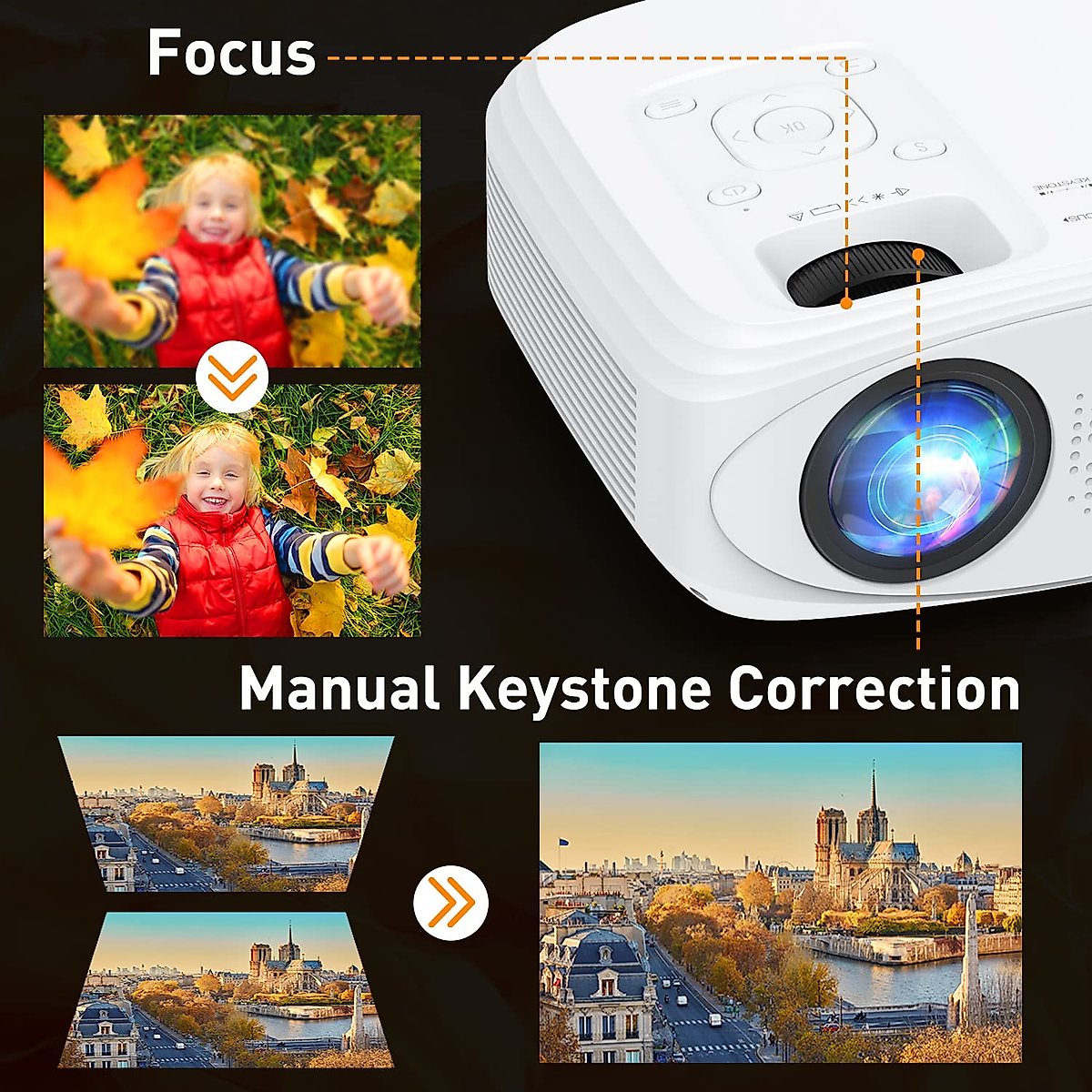 CRAZVIEW Projector, 5G Portable Video Projector with WiFi and Bluetooth Function, 9500L Outdoor Projector Native 1080P Support 350 Inch Display, Compatible with Android/iOS/TV Stick/Computer