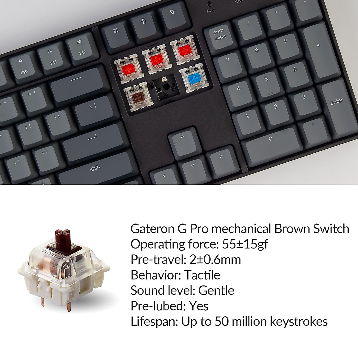 Keychron K10 Full Size Layout RGB Backlit Hot-Swappable Mechanical Gaming Keyboard for Mac Windows, Multitasking 104-Key Bluetooth Wireless/USB Wired Computer Keyboard with Gateron G Pro Brown Switch