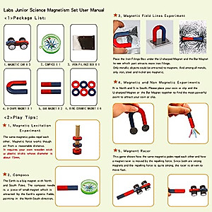 MakerFocus Science Magnet Kits for Kids:Educational Magnet Science Projects STEM Magnets Experiment Tools Physics Lab Magnet Kits Includes Bar/Ring/Horseshoe/Compass/Magnetic Iron Powder, White