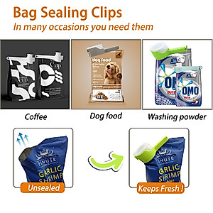 DEFORAGE 6 Pcs Bag Spout Clip,Bag Clips for Food,Snack Sealing Clips with Pour Spouts,Kitchen Chip with 4pcs Adhesive Hooks, for Cereal Kitchen Food Storage Organization(2L+4S)