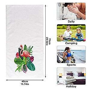 ALAZA Pink Flamingo Hand Towels for Bathroom Set of 2 Fingertip Towel Face Towel, 100% Cotton Soft Absorbent Tropical Decorative Bath Towels 15.5x29.5 inch