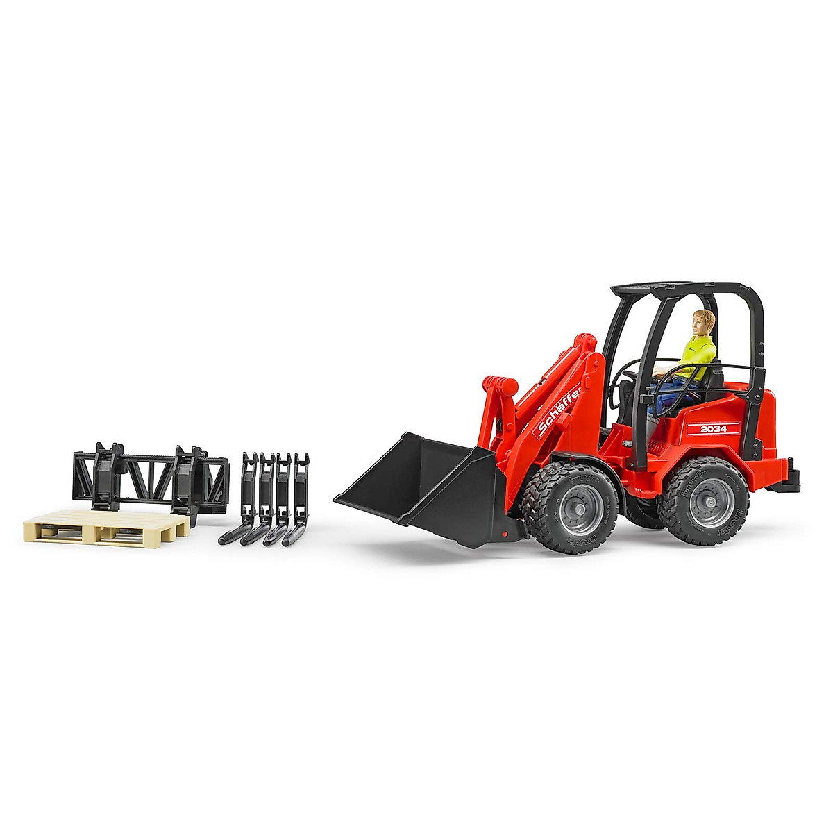 Bruder Schaeffer Compact Loader 2034 Farm & Construction Vehicle for Realistic Pretend Play, Sandbox or Outdoor Fun