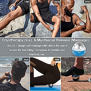iECO Cryosphere Cold Massage Roller Ball - Massage Ball for Cold & Heat Relief, Myofascial Release, Trigger Point Therapy, Muscle Knots - Deep Tissue Ice Massager