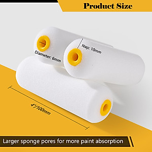 Mister Rui Foam Paint Rollers, 10 Pack 4 Inch Paint Rollers, Mini Paint Roller, High Absorption Foam Paint Roller 4 Inch, Small Foam Paint Rollers, 4 Inch Foam Rollers for House Painting