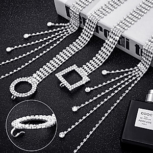 Vabean 2 Pieces Women Rhinestone Belt Shiny Diamond Crystal Ladies Single O Ring Square Ring Waist Belt for Jeans Dresses (Silver, 47 Inch)