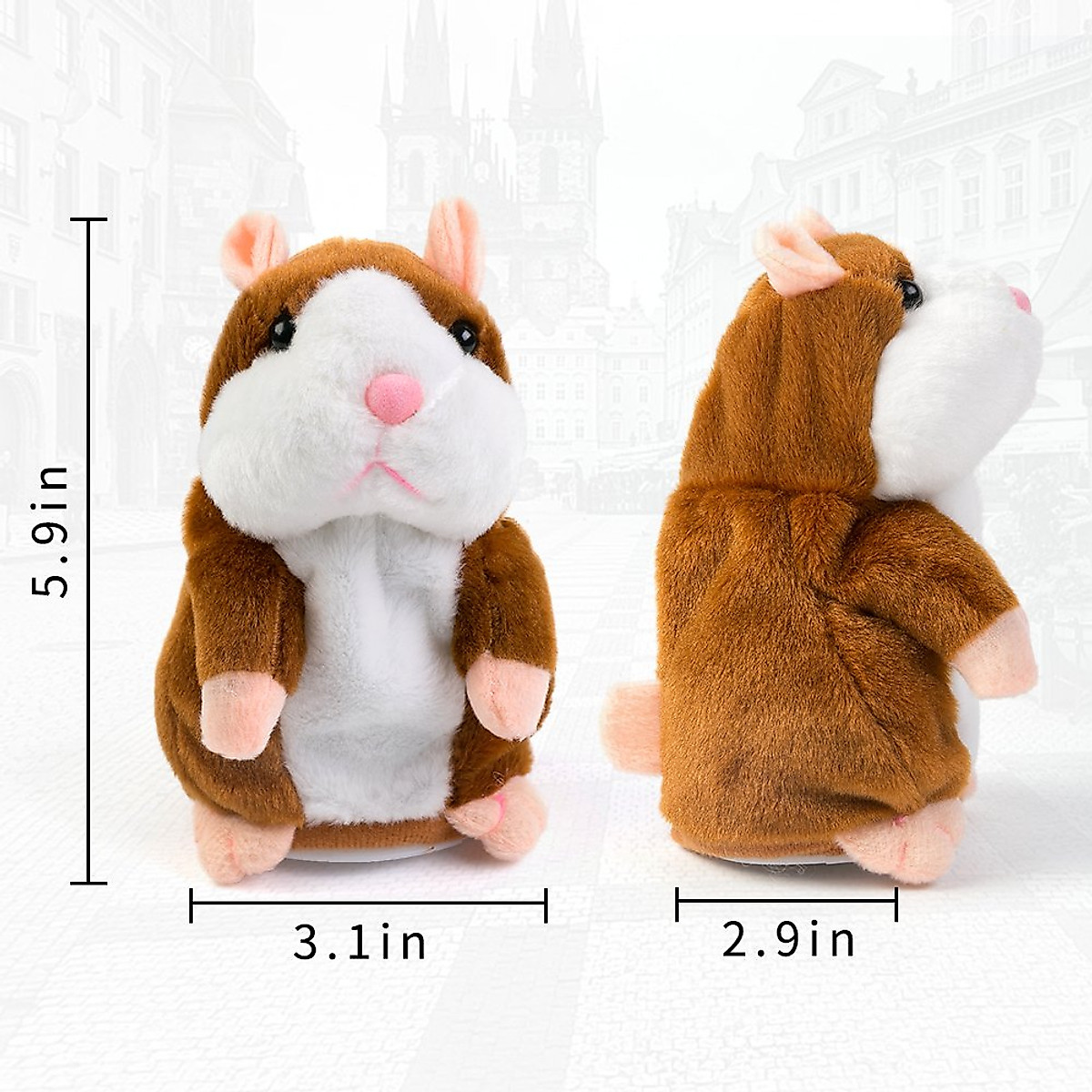 BestLand Plush Interactive Toys PRO Talking Hamster Repeats What You Say Electronic Pet Chatimals Mouse Buddy for Boy and Girl, 5.7 x 3 inches