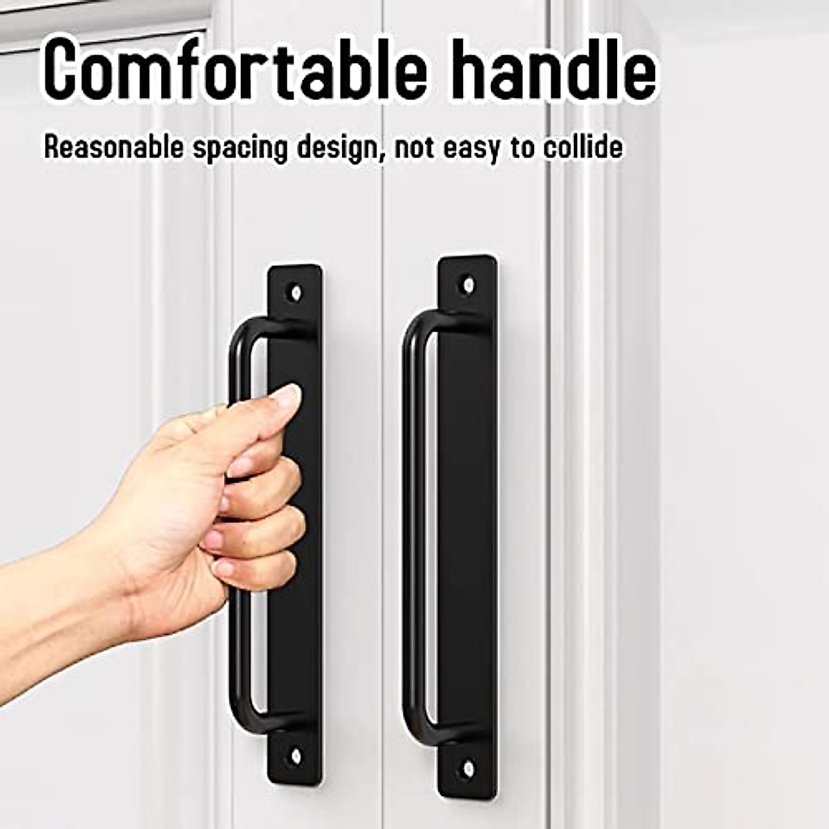 Mozeat Lens 2 Pack Sliding Barn Door Handles Matte Black Barn Door Pull Handle 160mm Double Sided Door Handle Set for Sliding Gate Wardrobe Cupboard Cabinet Closet