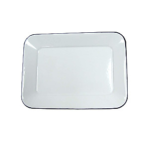 TG,LLC Treasure Gurus White Enamel Vintage Food Serving Tray Country Farmhouse Kitchen Decor Plate